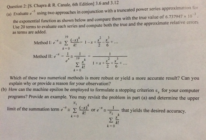 Solved Evaluate e^-5 using two approaches in conjunction | Chegg.com
