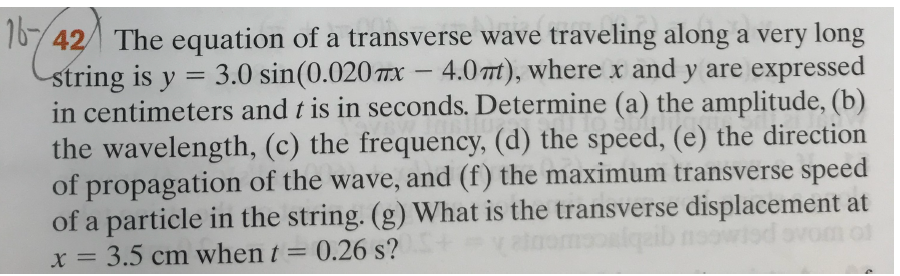 Solved 16742 The equation of a transverse wave traveling | Chegg.com