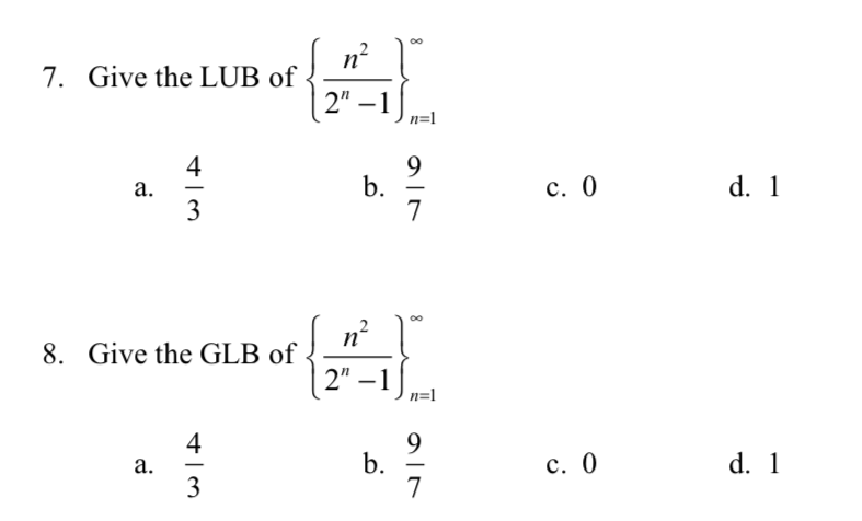 Solved LUB- least upper bound GLB- Greatest lower bound | Chegg.com