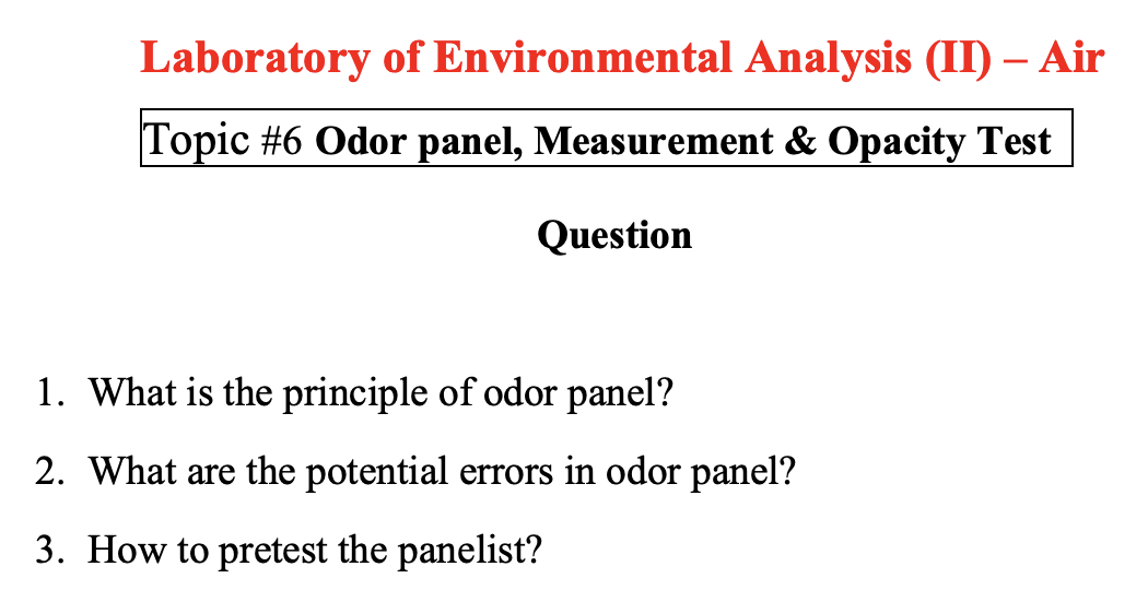 Solved Laboratory of Environmental Analysis (II) - Air [, | Chegg.com