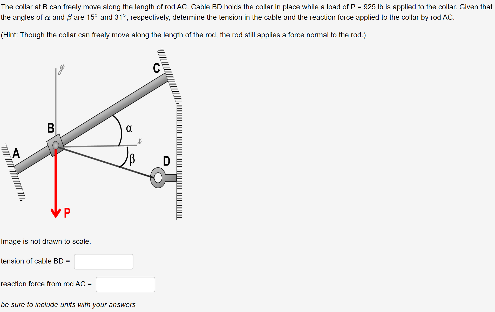 Solved The collar at B can freely move along the length of | Chegg.com