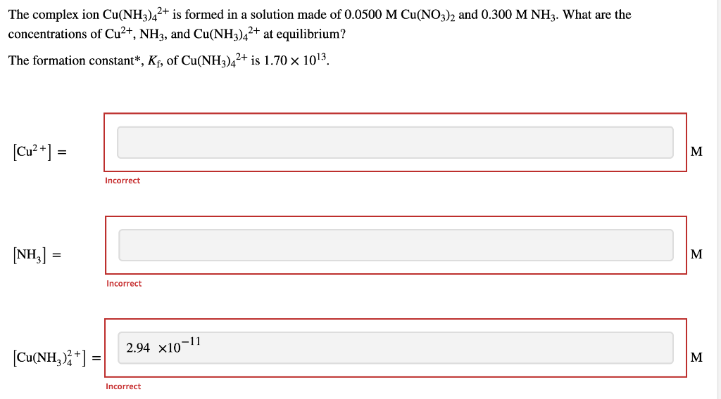 Solved The complex ion Cu(NH3)42+ is formed in a solution | Chegg.com