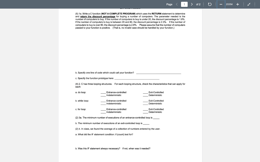 Solved This is a C programming language exam. Could you | Chegg.com