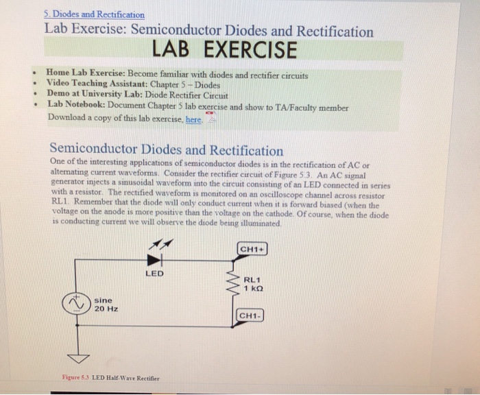 Solved 5. Diodes and Rectification Lab Exercise: | Chegg.com