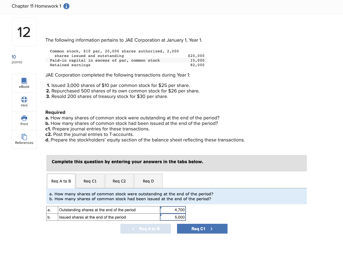 Solved Chapter 11 Homework 1 12 10 points eBook 101 Hint | Chegg.com