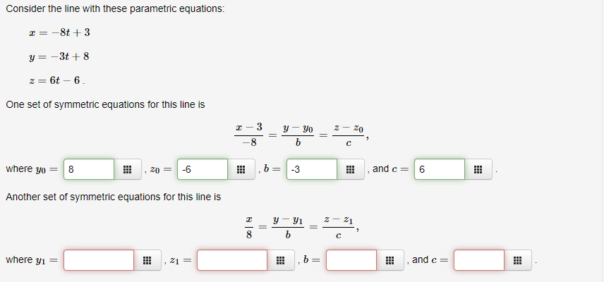 Solved Consider the line with these parametric equations: | Chegg.com