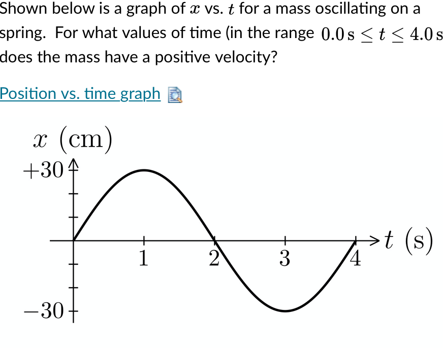 Solved Shown below is a graph of x vs. t for a mass | Chegg.com