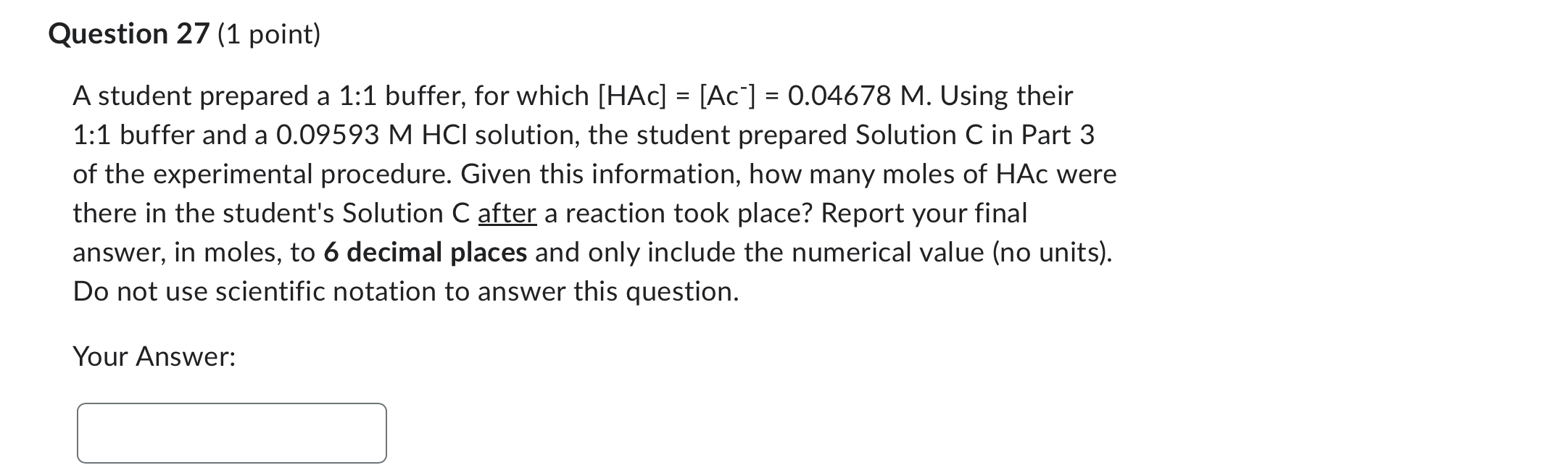 Solved A student prepared a 1:1 buffer, for which | Chegg.com