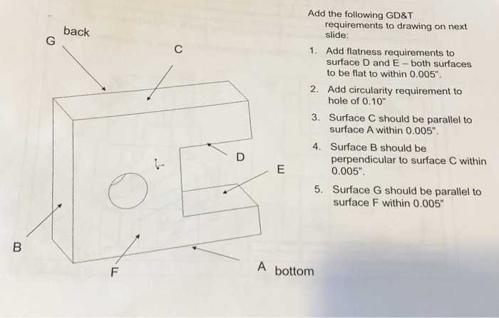 Solved Add the following GD&T requirements to drawing on | Chegg.com