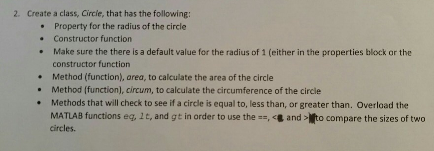 Solved Create a class, Circle, that has the following: 2. . | Chegg.com