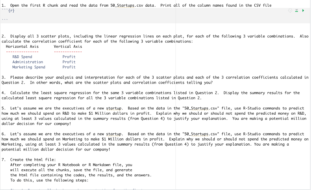 1. Open the first R chunk and read the data from | Chegg.com