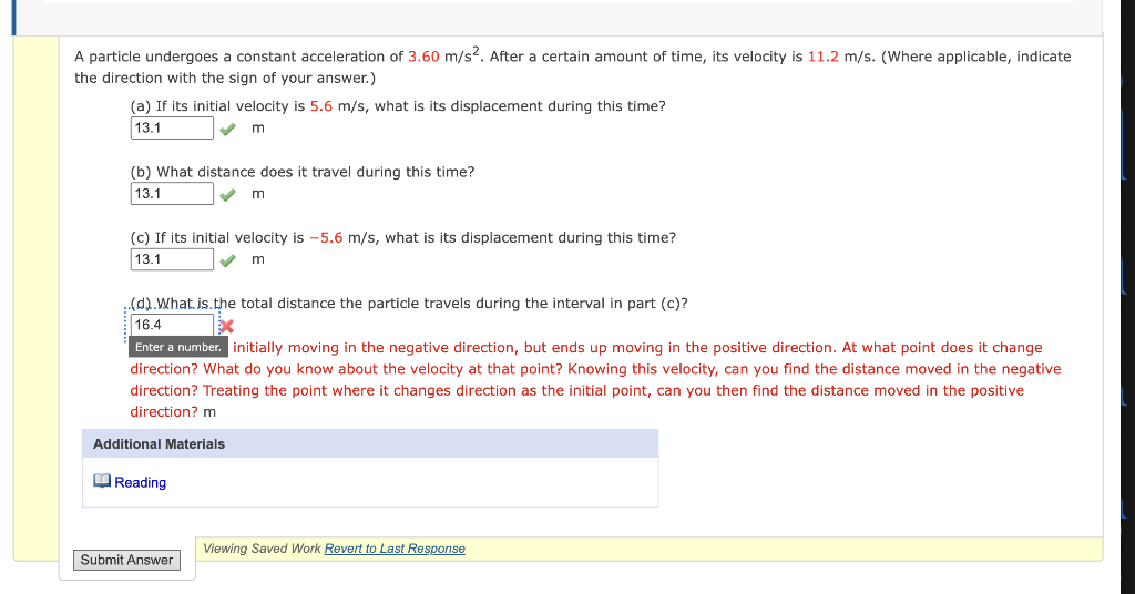 Solved A particle undergoes a constant acceleration of 3.60 | Chegg.com