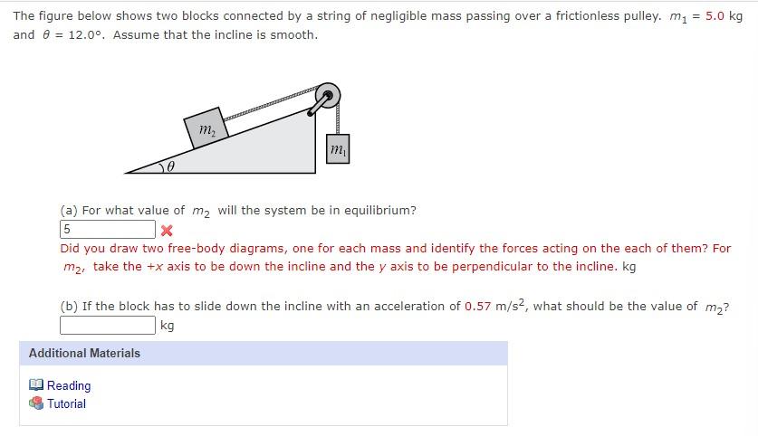 Solved The figure below shows two blocks connected by a | Chegg.com