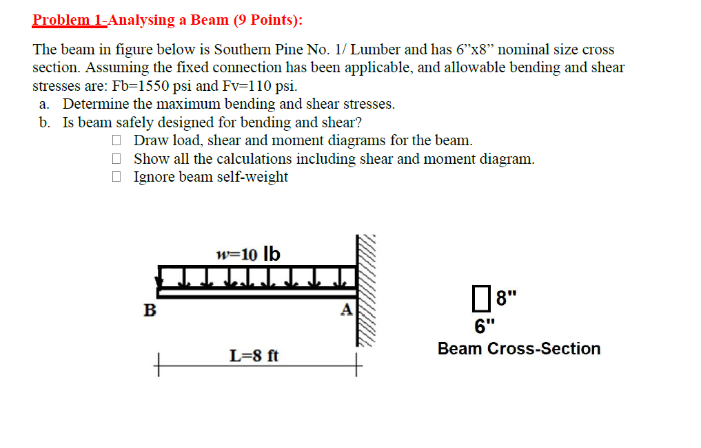 Solved Problem 1-Analysing a Beam (9 Points): The beam in | Chegg.com
