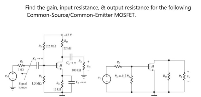 Solved Find the gain, input resistance, & output resistance | Chegg.com