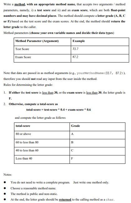 Solved Write a method, with an appropriate method name, that | Chegg.com