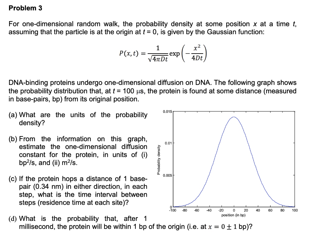 Solved Problem 3 For one-dimensional random walk, the | Chegg.com