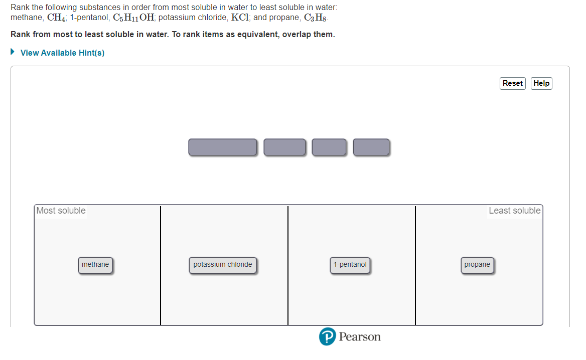 Solved Rank the following substances in order from most | Chegg.com