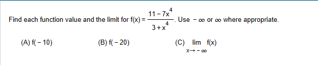 Solved Find each function value and the limit for | Chegg.com