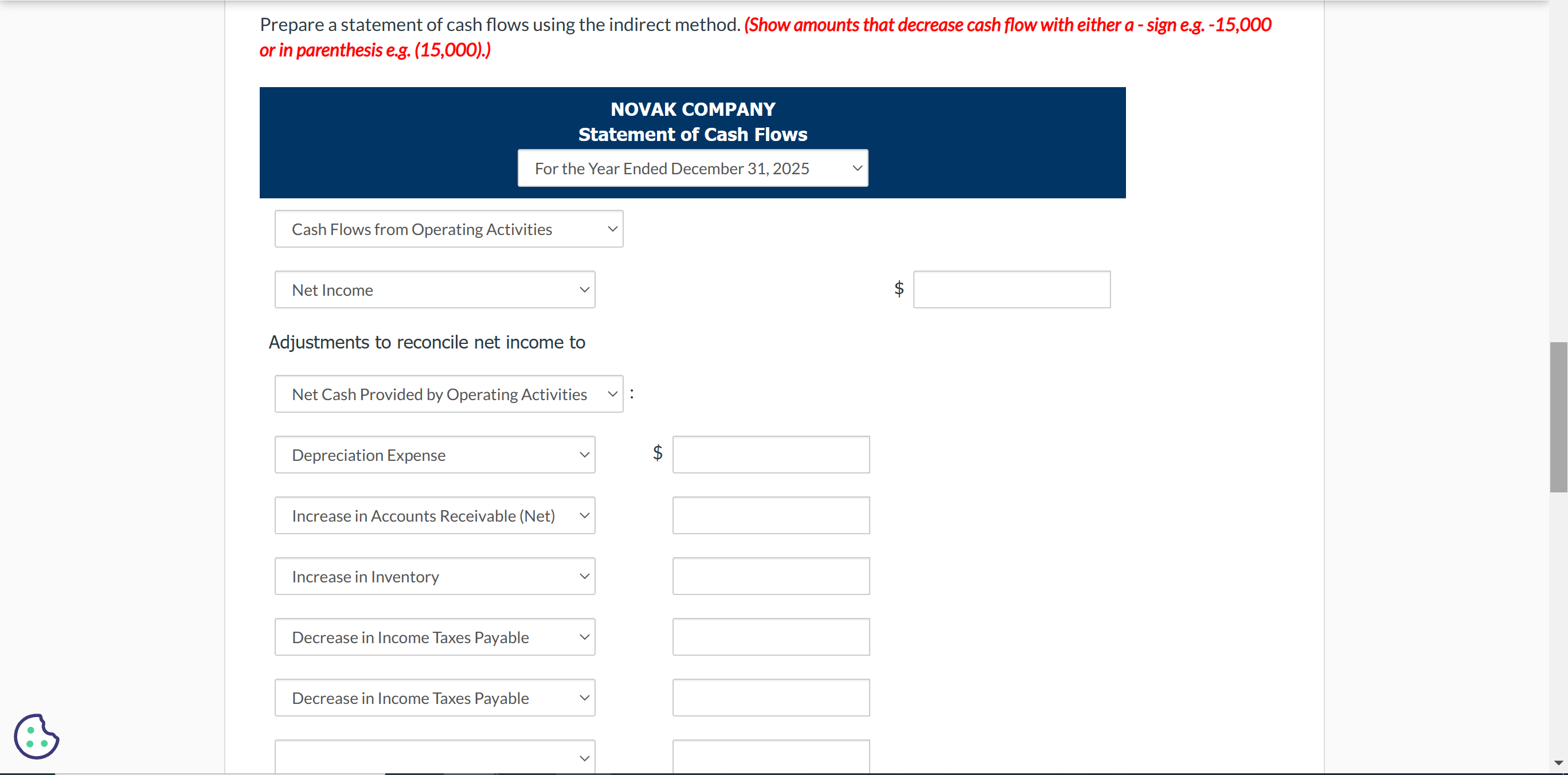 Solved Comparative Balance Sheet Accounts Of Novak Company Chegg