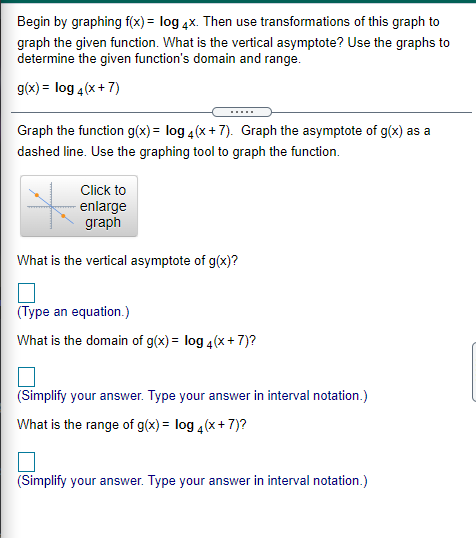 Solved Begin by graphing f(x) = log 4x. Then use | Chegg.com