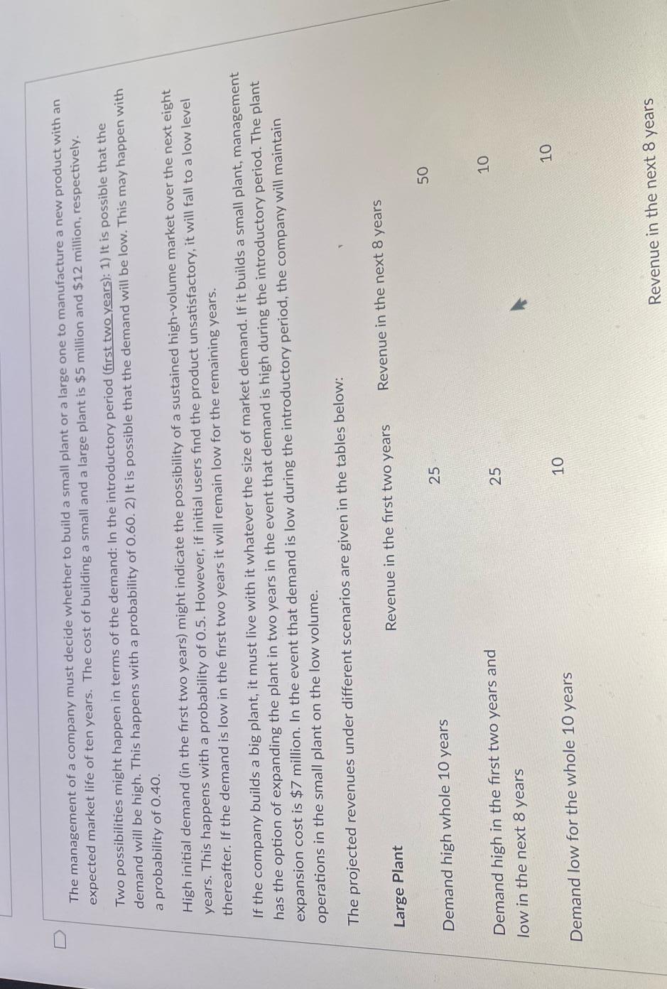 The management of a company must decide whether to | Chegg.com
