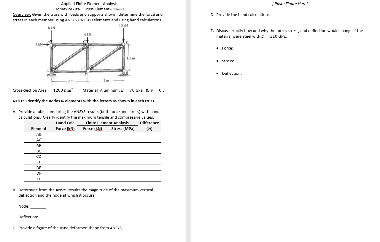 [ Paste Figure Here] Applied Finite Element Analysis | Chegg.com