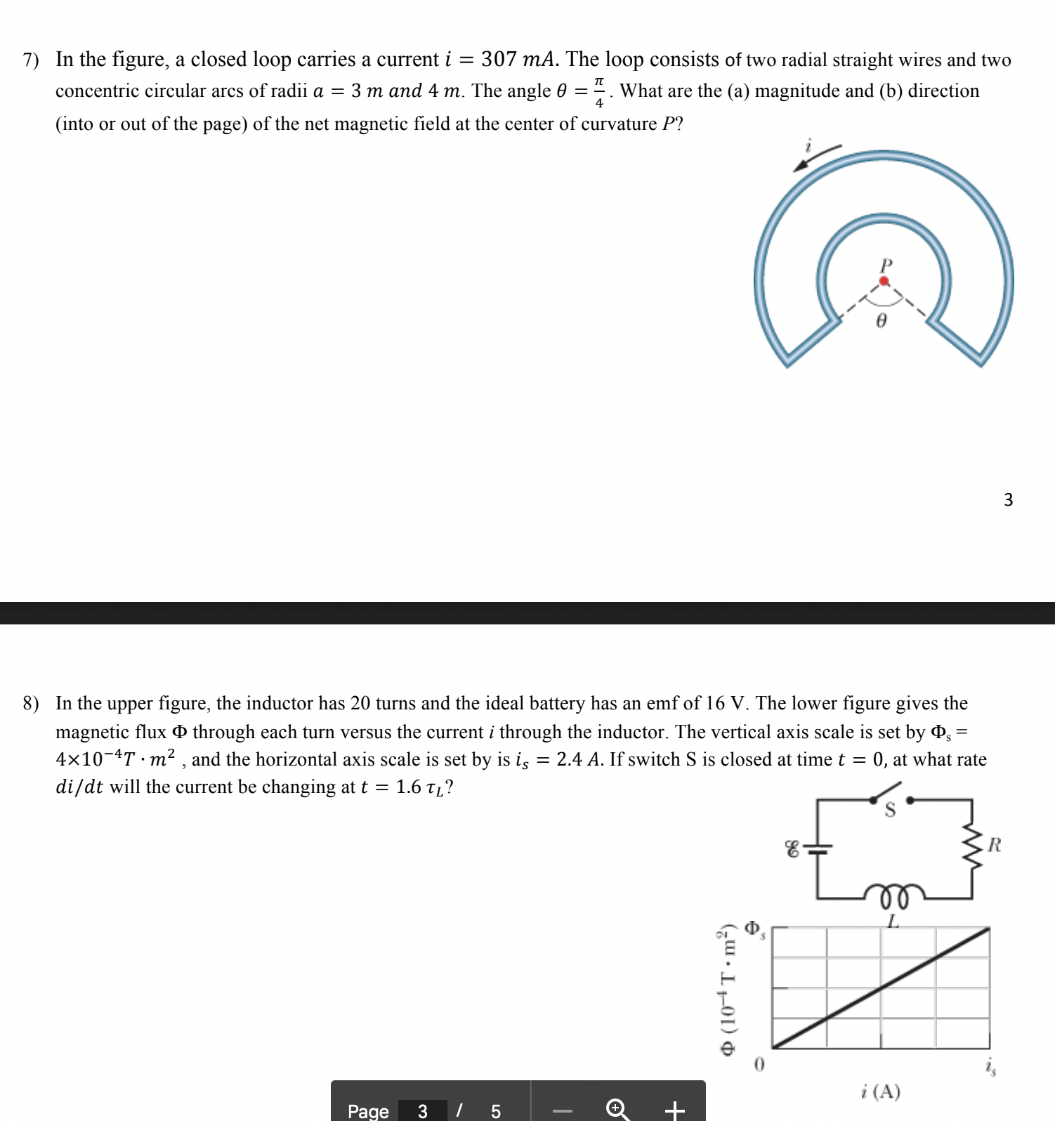Solved In the figure, a closed loop carries a current i=307 | Chegg.com