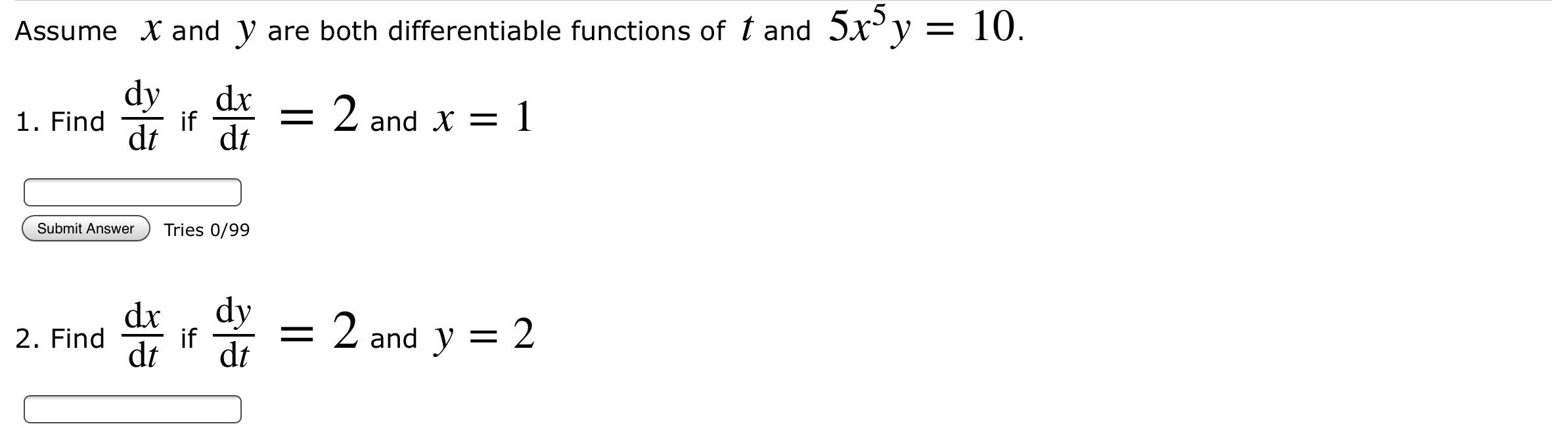 Solved Assume X And Y Are Both Differentiable Functions Of T