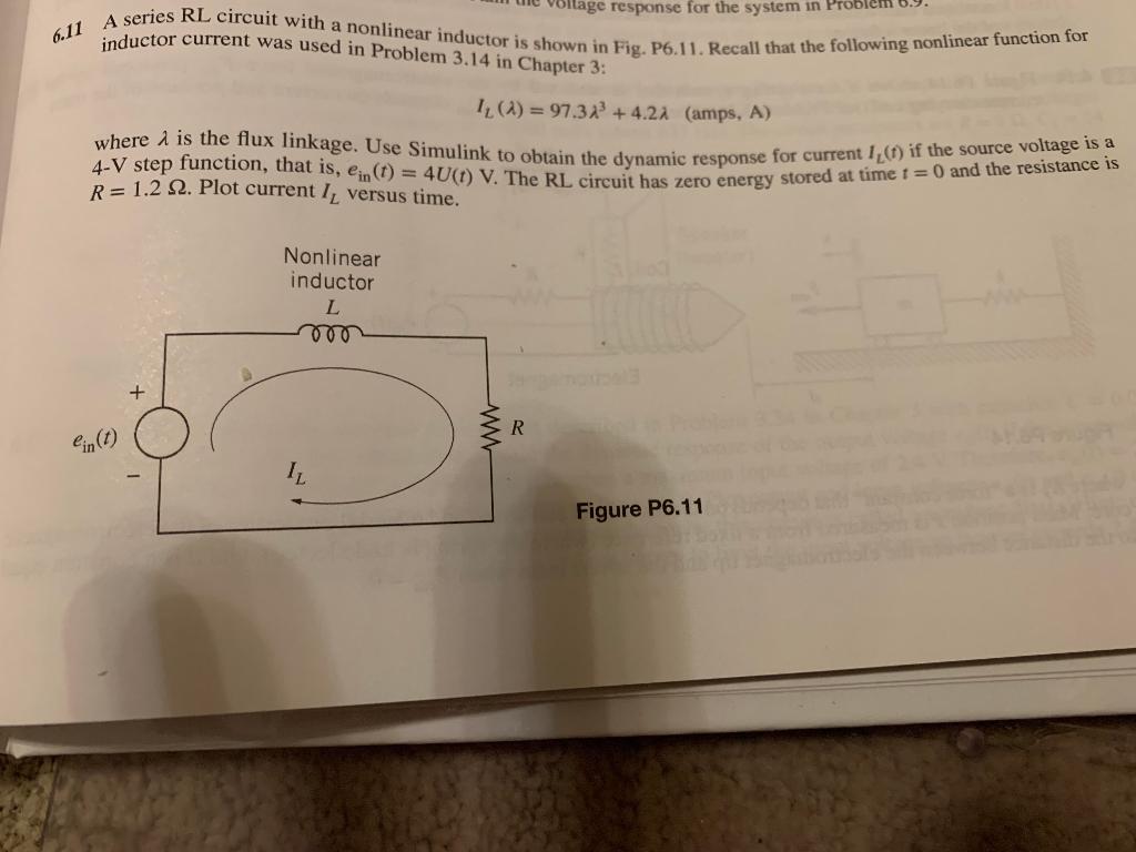 Solved 6.11 A series RL circuit with a nonlinear inductor is | Chegg.com