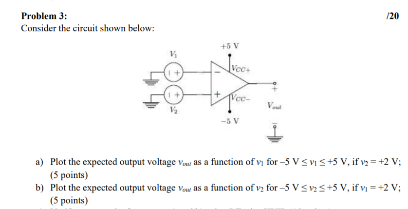 Solved /20 Problem 3: Consider the circuit shown below: +5 V | Chegg.com