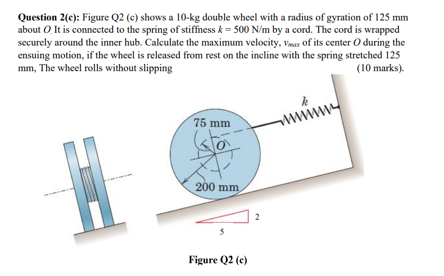 Solved Question 2(c): Figure Q2 (c) shows a 10−kg double | Chegg.com