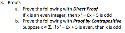 Solved Proofs a. Prove the following with Direct Proof If x | Chegg.com