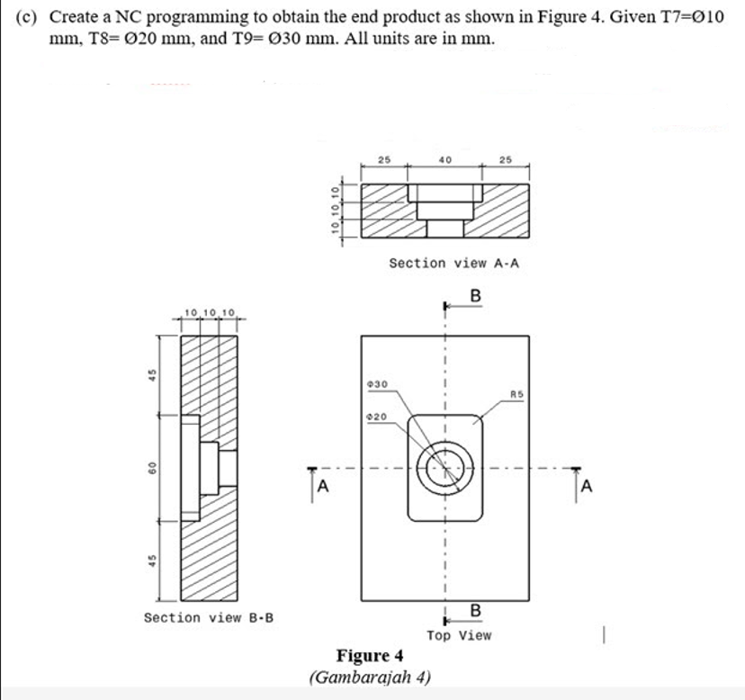 Solved (c) Create a NC programming to obtain the end product | Chegg.com