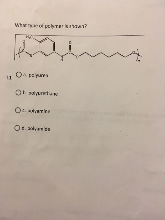 Solved What type of polymer is shown? polyurea | Chegg.com