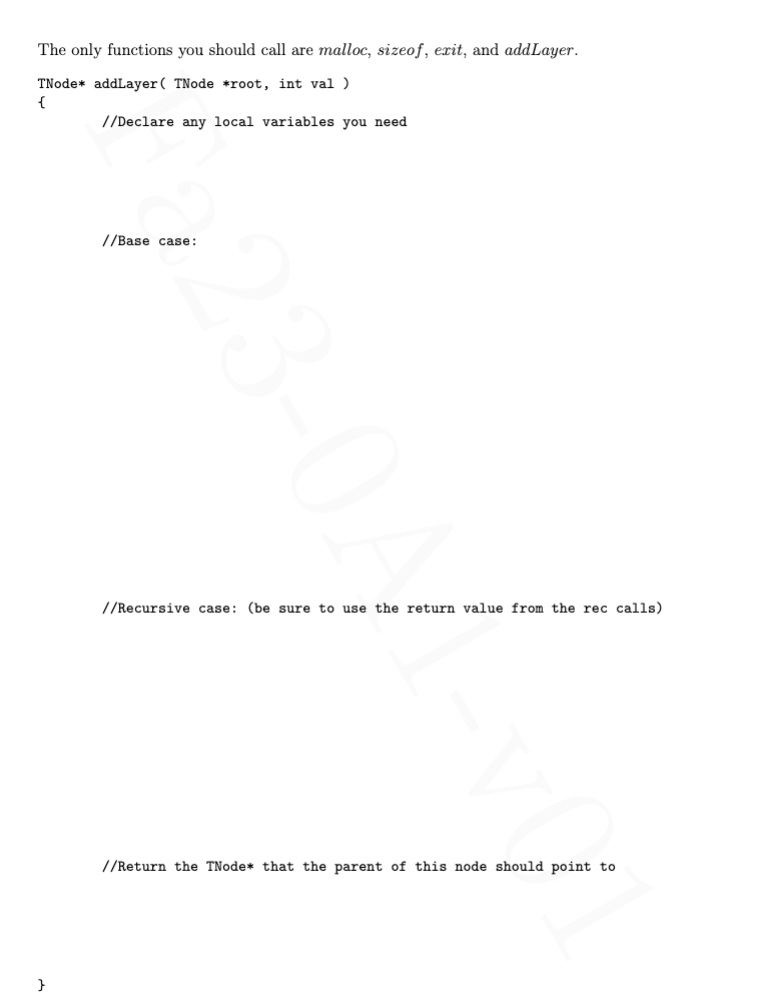 The only functions you should call are malloc, | Chegg.com