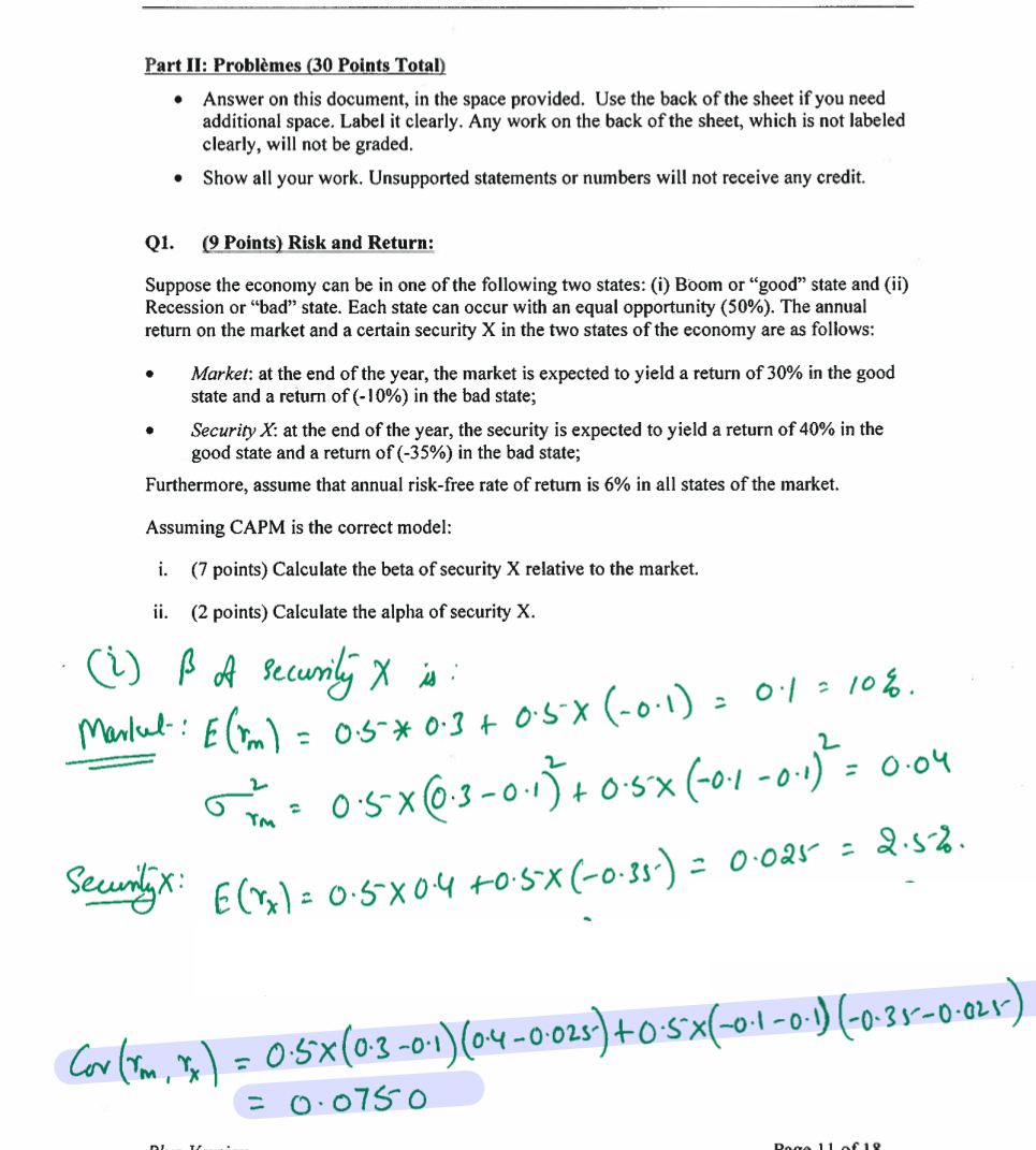 Solved Part II: Problèmes (30 ﻿Points Total)Answer on this | Chegg.com