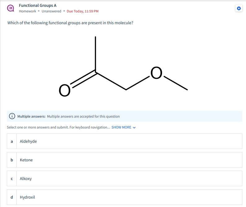 Solved Functional Groups AWhich of the following functional | Chegg.com