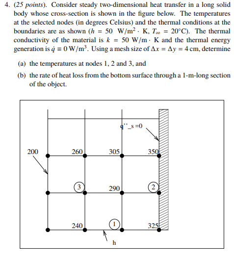 Solved 4. (25 points Consider steady two-dimensional heat | Chegg.com