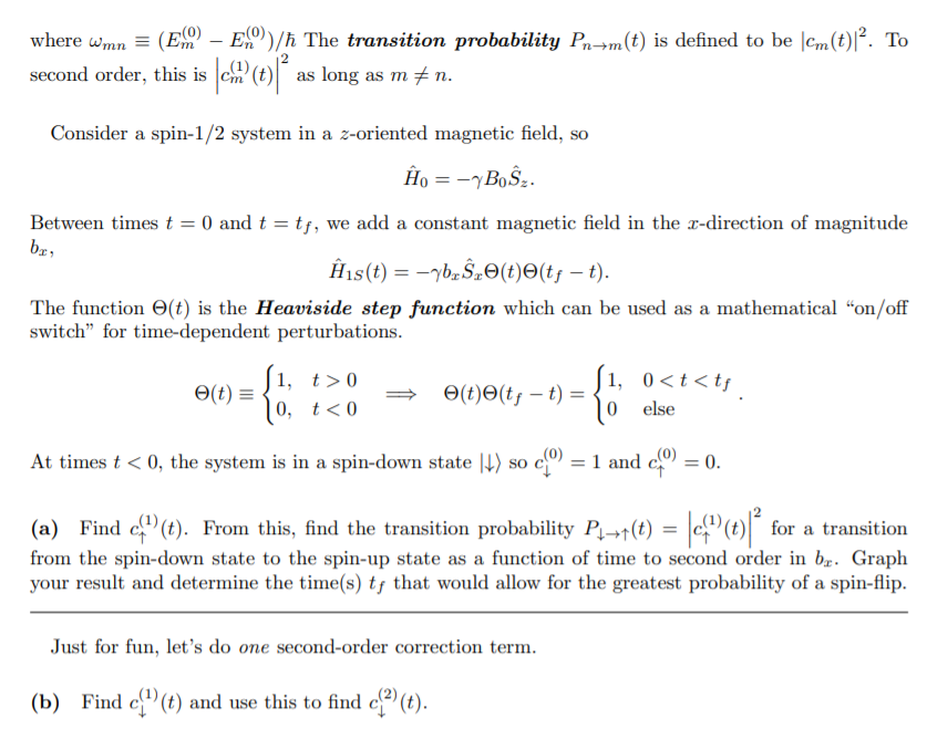 Problem 9.2 - Time-Dependent Perturbation of a | Chegg.com