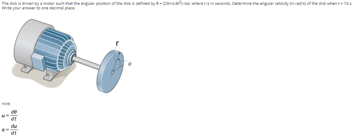 Solved The disk is driven by a motor such that the angular | Chegg.com