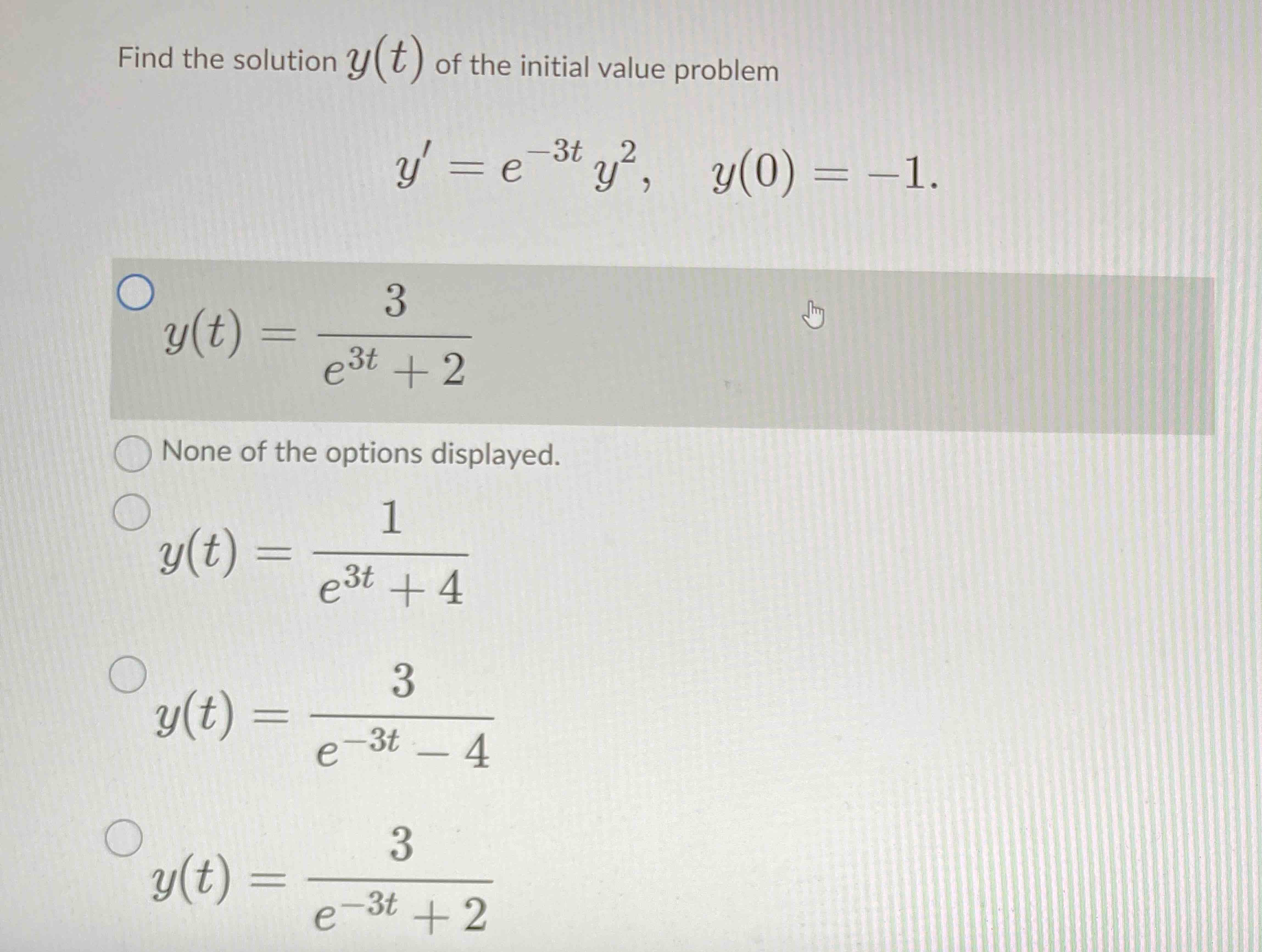 Solved Find the solution y(t) ﻿of the initial value | Chegg.com