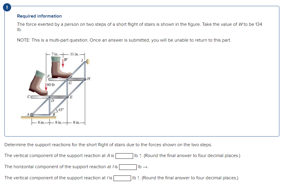 Solved The force exerted by a person on two steps of a short | Chegg.com