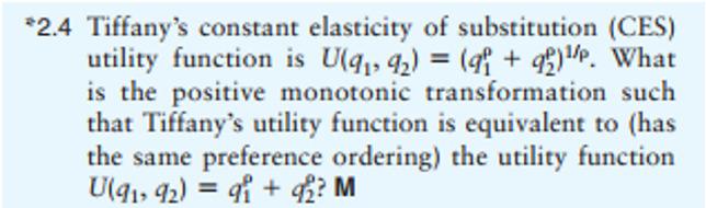 Solved *2.4 Tiffany's constant elasticity of substitution | Chegg.com
