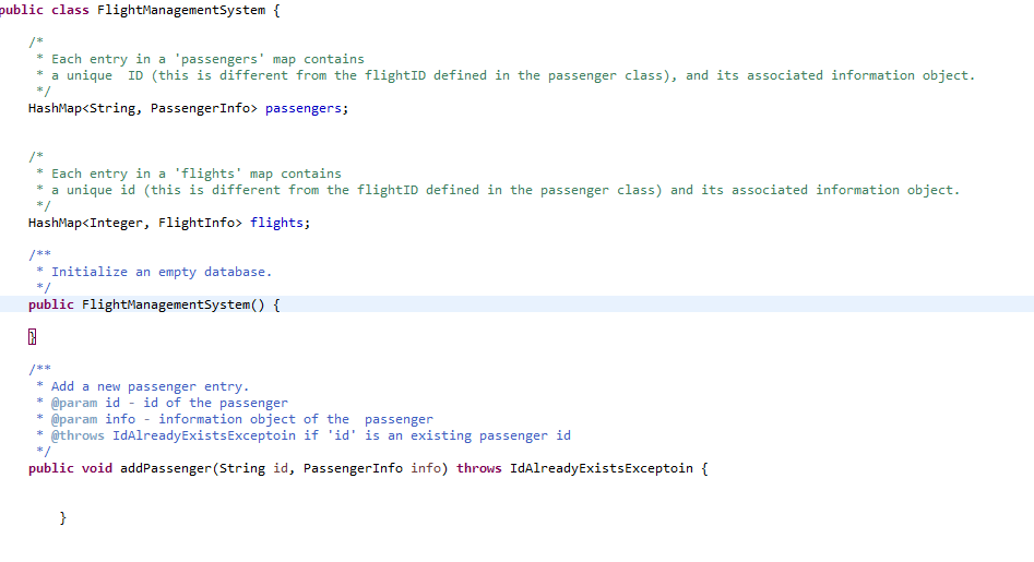 Solved public class FlightManagement System { * * Each entry | Chegg.com