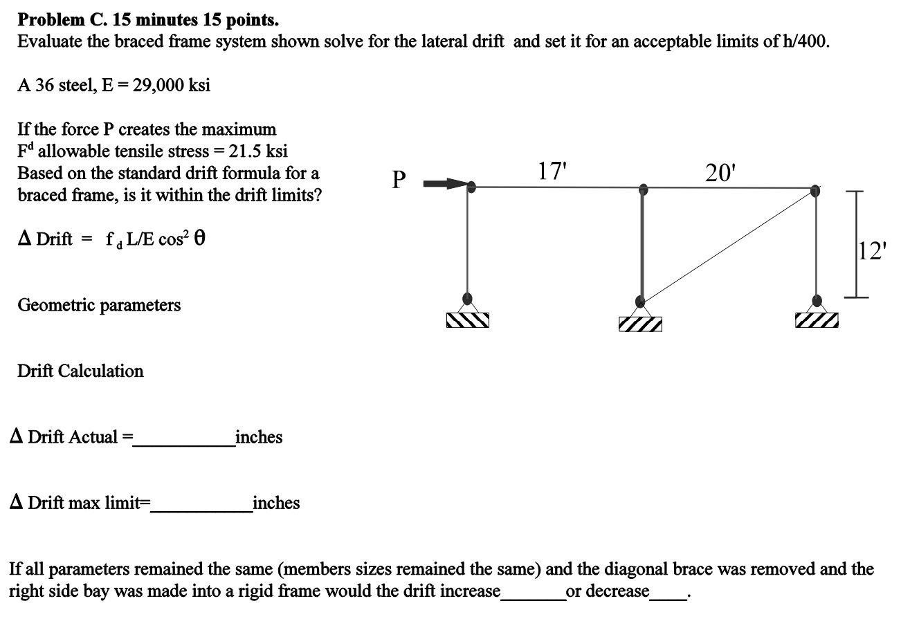 Problem C. 15 minutes 15 points. Evaluate the braced | Chegg.com