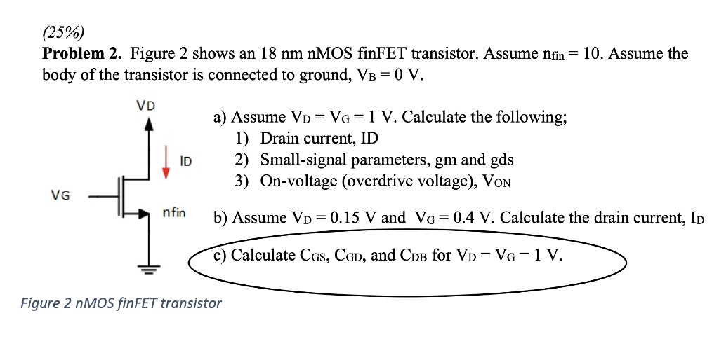 Solved Problem 2 Figure 2 Shows An 18 Nm Nmos Finfet 0841