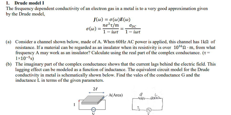 Solved The frequency dependent conductivity of an electron | Chegg.com
