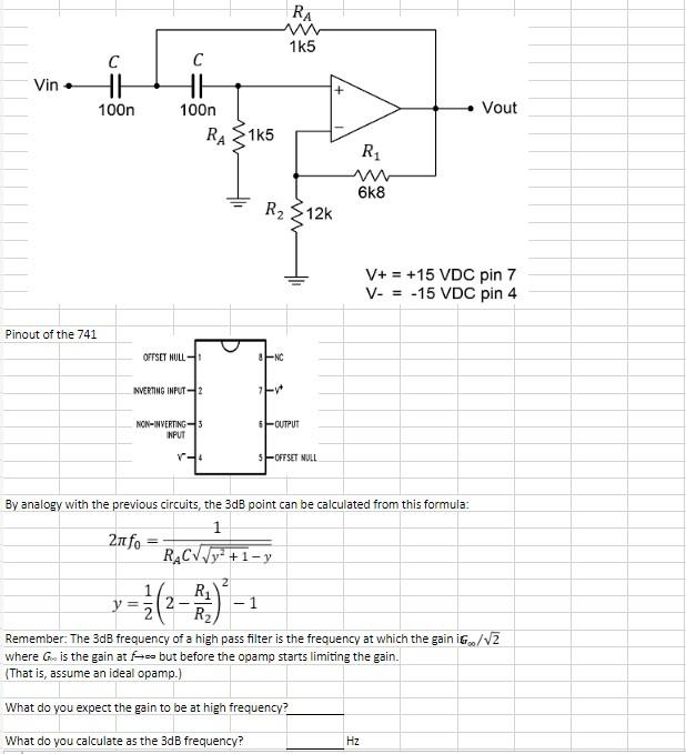 Solved Pinout of the 741 By analogy with the previous | Chegg.com