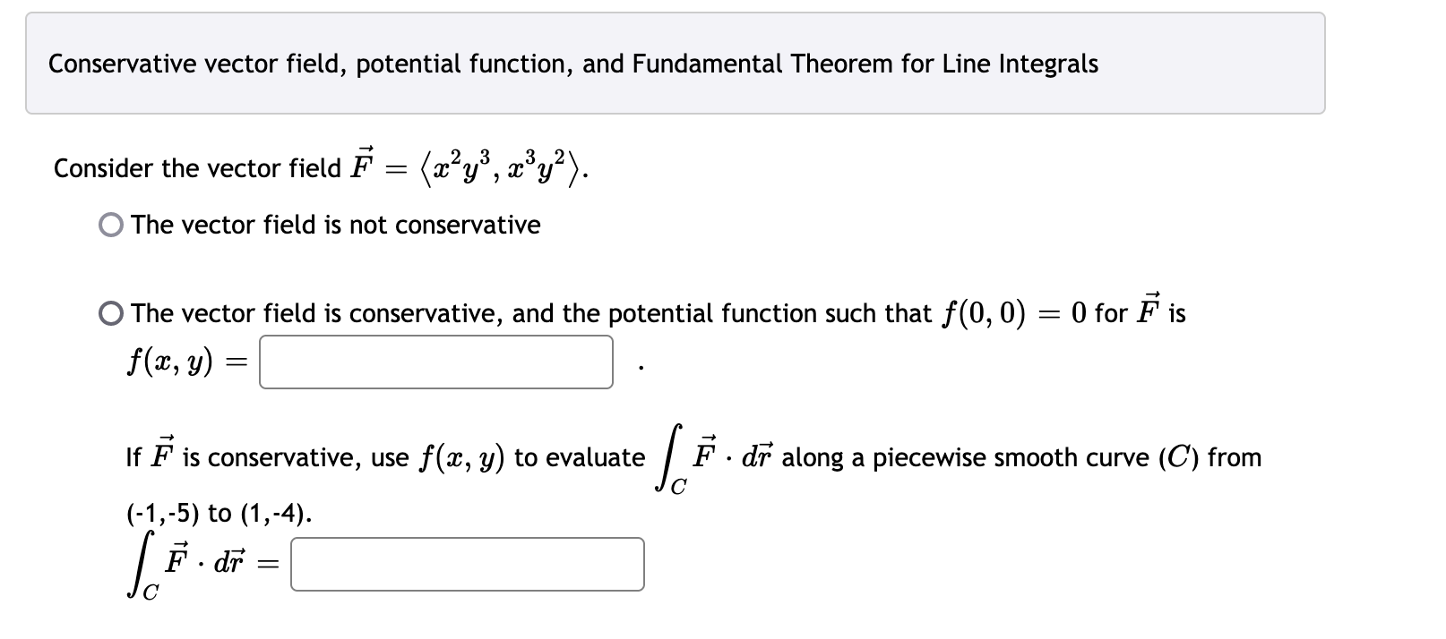 Solved Conservative vector field, potential function, and | Chegg.com